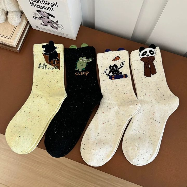 Socks for women Spring Summer Funny Socks Cartoon mid Sock | Shopee ...