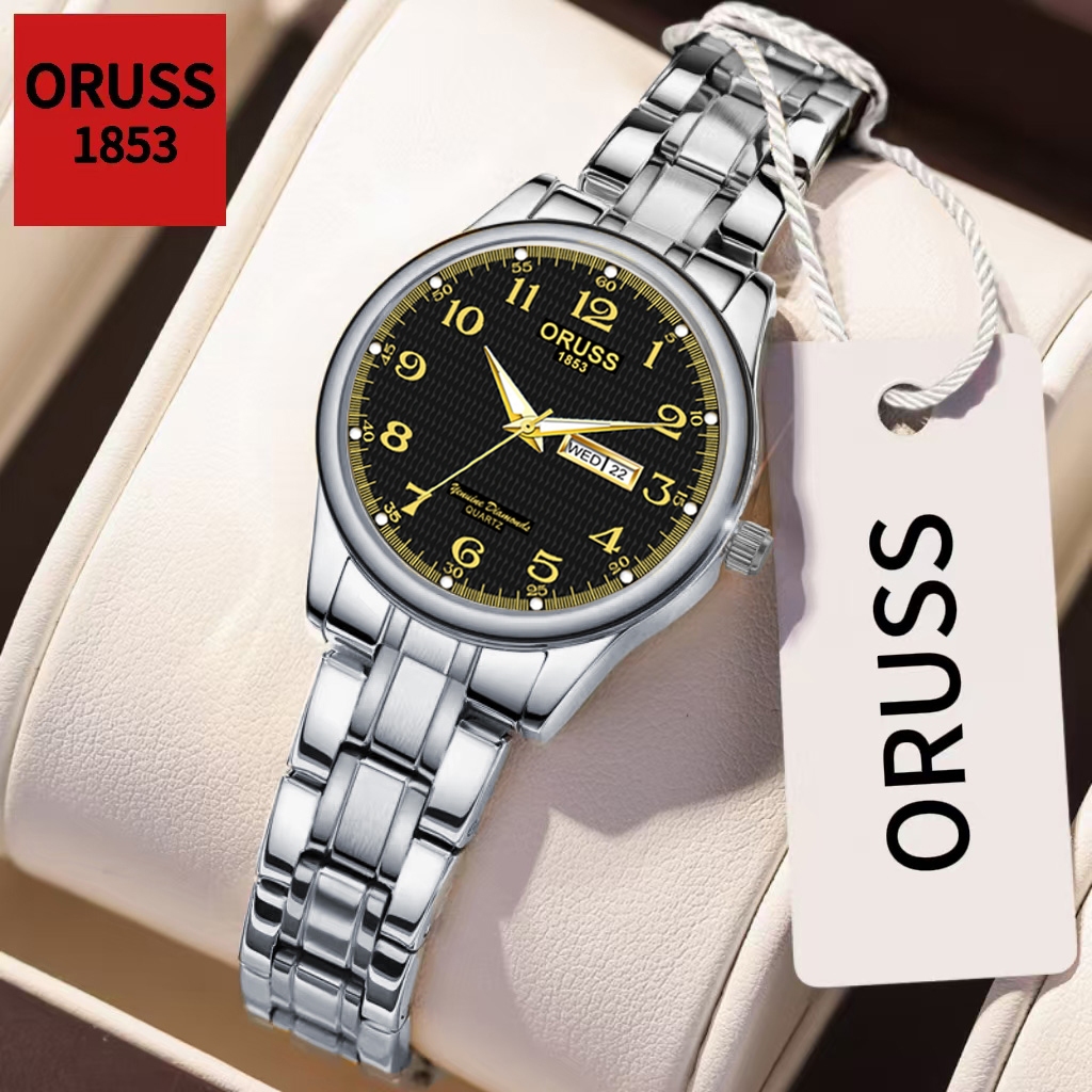 [Gift][With Box]ORUSS Original Women Stainless Steel Dual Calendar ...