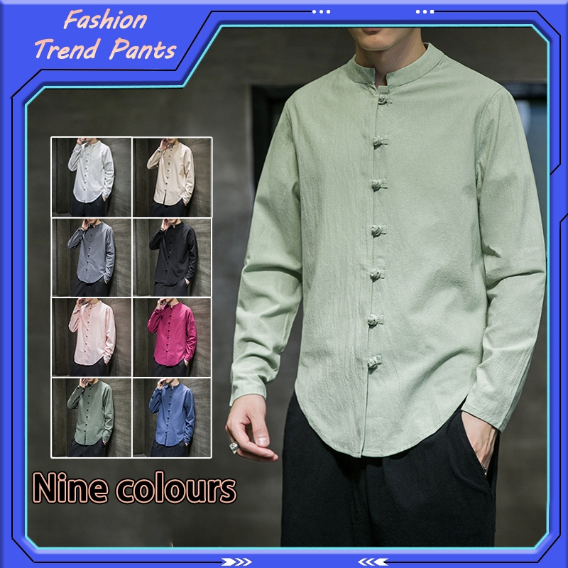 Asean Attire For Men Chinese Style Tang Suit For Men Linen Long Sleeve ...