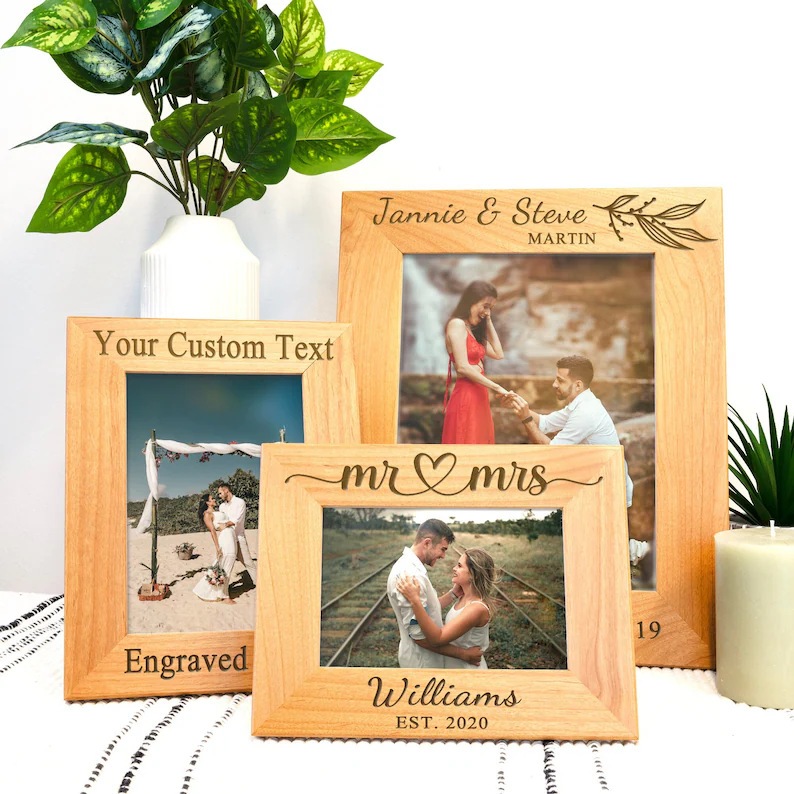 Personalized Engraved Wood Picture Frame Couples Anniversary Family ...