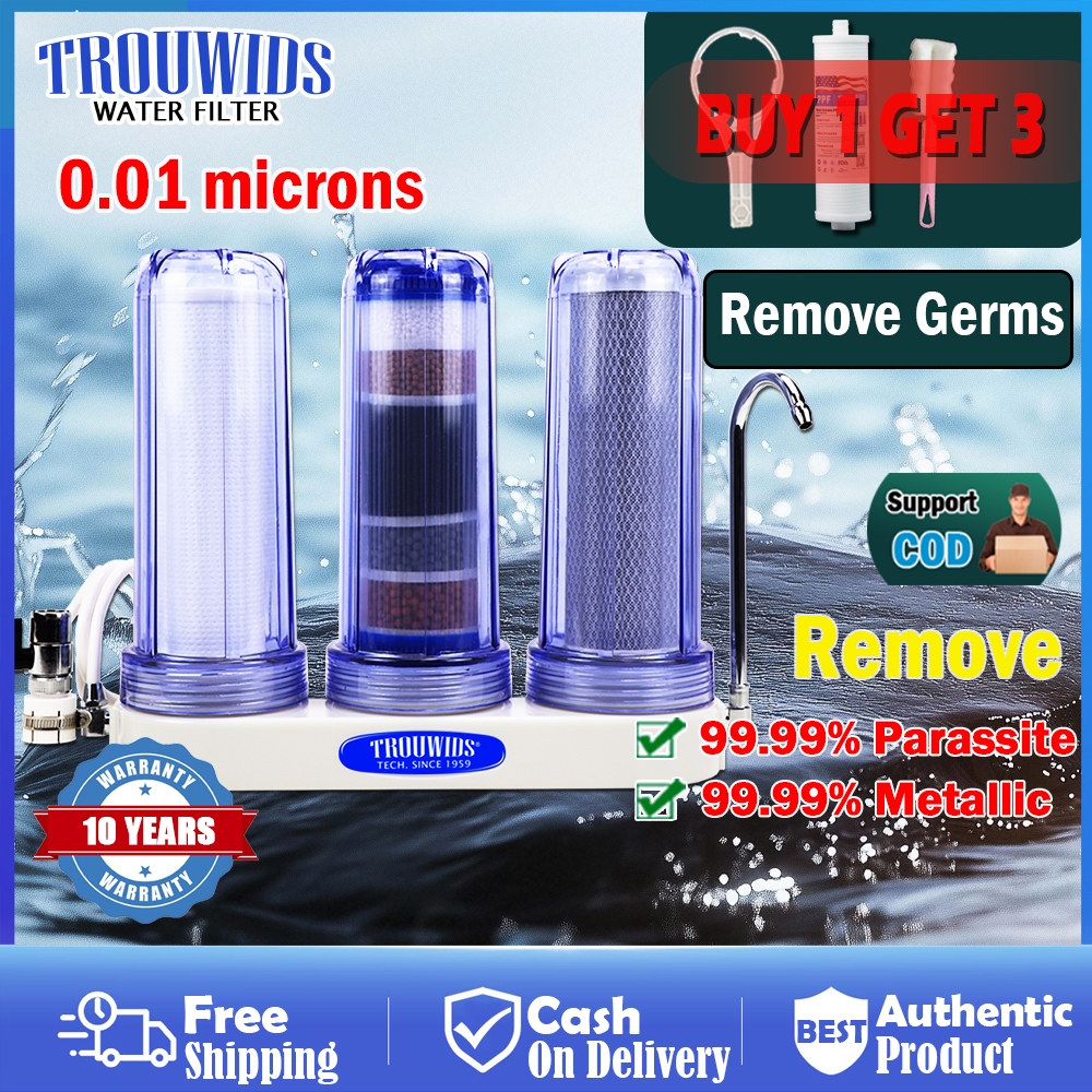 TROUWIDS Alkaline Water Purifier Complete Set 3 Stages Water Filter ...