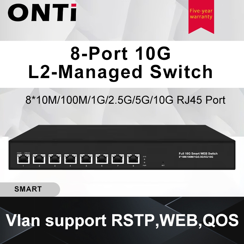 ONTi 8 10G RJ45 Port Managed Switch Support Web Management QOS VLAN ...