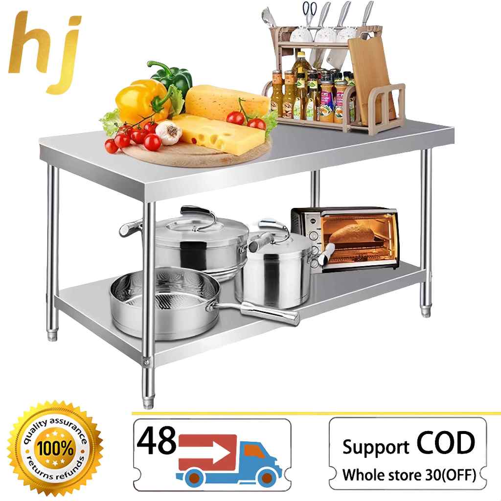 304 stainless steel table Double-layer table Commercial kitchen console ...