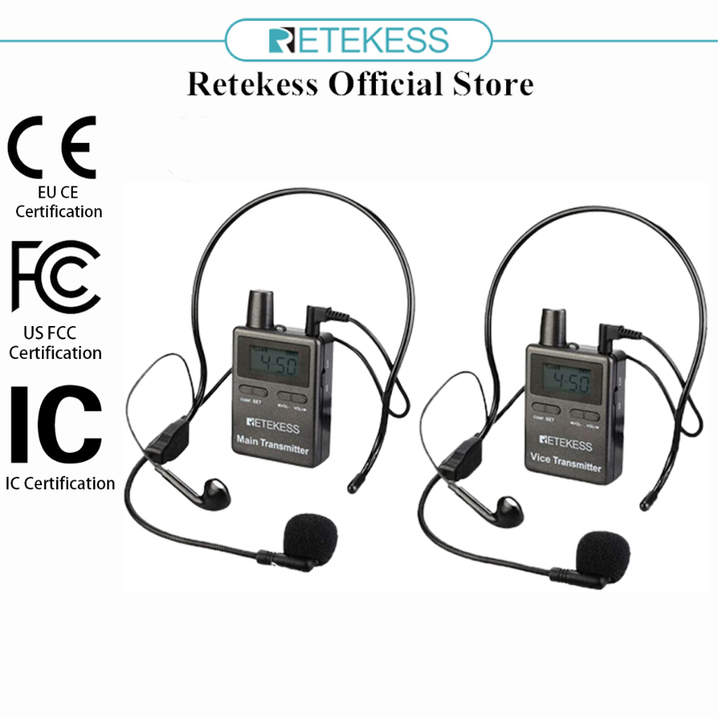 Retekess TT105 Professional Wireless Microphone System Two Way Radio Transmitters Tour Guide ...