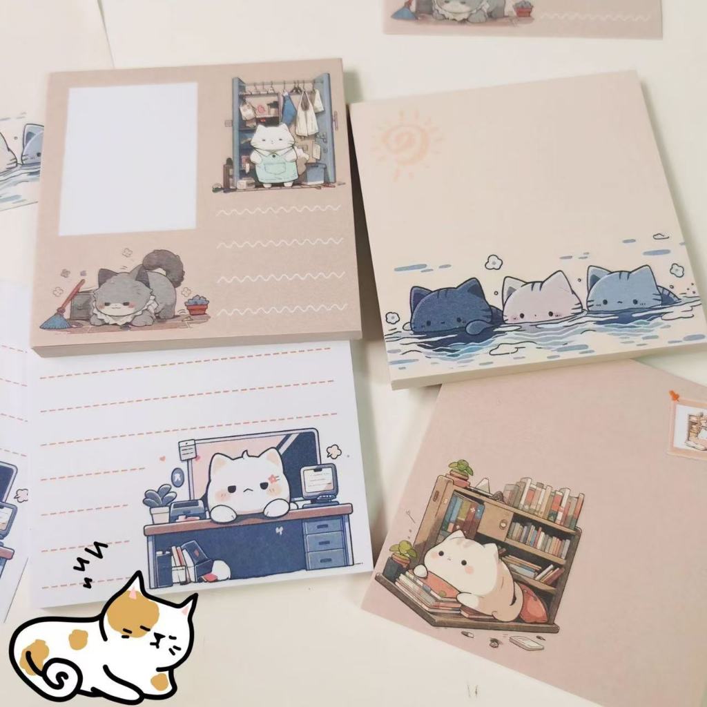 Cute Cat Sticky Notes Original Design Japanese Style Cartoon Girly ...