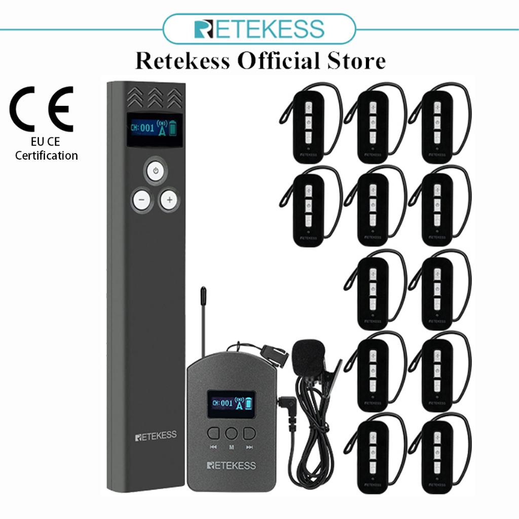 Retekess TT112 Handheld or Lavalier & Headset Wireless Microphone System Tour Guide System ...