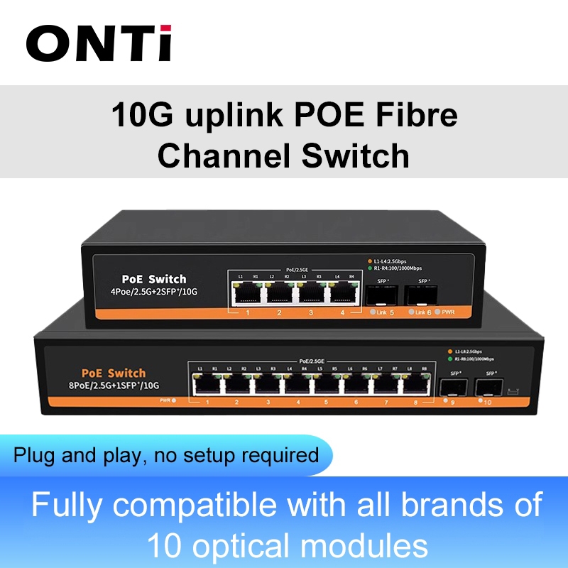 ONTi 10G 6-Port Uplink 2.5G PoE Ethernet Switch, 2×10G SFP Ports ...