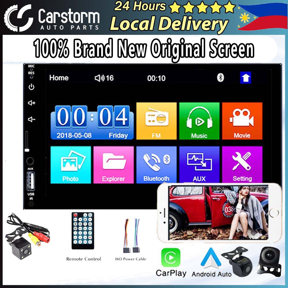 Carstorm 2 Din Car Radio 7" HD Touch Screen Car Stereo 7023 MP5 Carplay ...