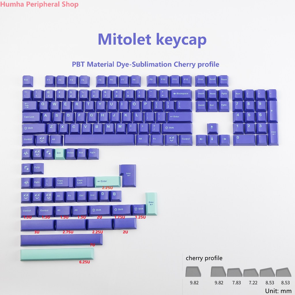 Humha Mitolet keycaps PBT Material Dye-Sublimation Cherry profile Mechanical Keyboard keycap ...