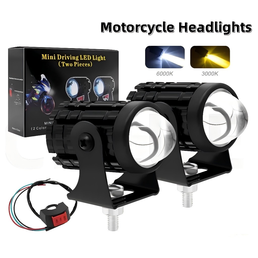 (2PCS/1PCS/Switch) Motorcycle Mini Driving Lights Warranty Waterproof High Low Yellow/White LED ...