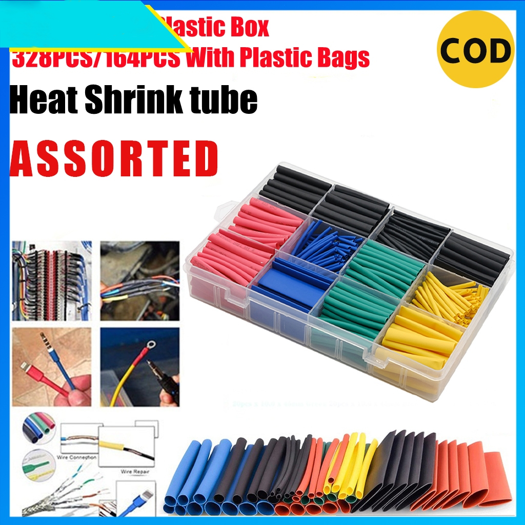 530/328/164pcs Heat Shrink Tubing Insulation Shrinkable Tubes Assortment Electronic Polyolefin ...