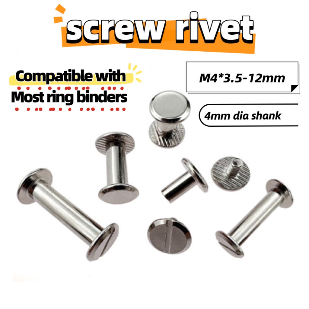2/10Pcs Screw For Metal Ring Binder Flat-head Slotted Screw Rivet ...