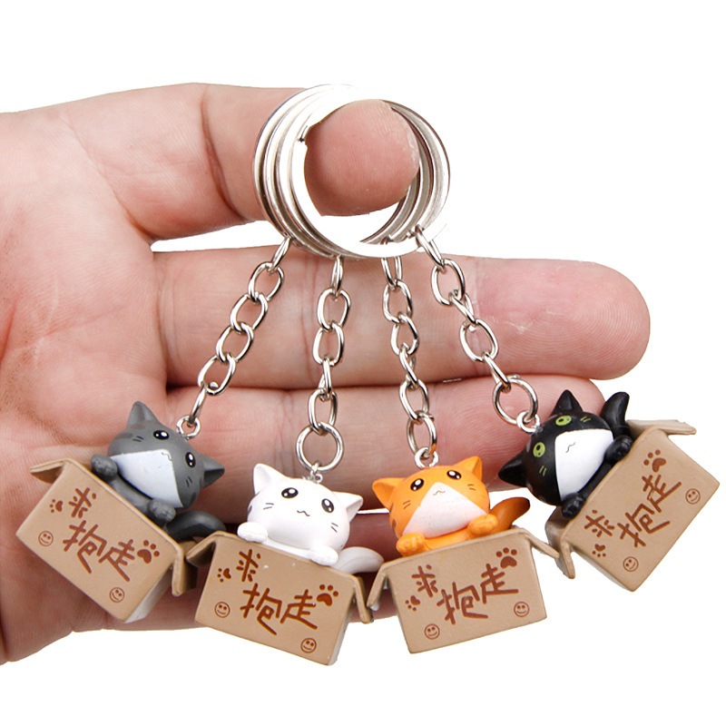 Lovely 3D Cat Acrylic Keychain Cartoon Animal Keyrings Creative Bag ...