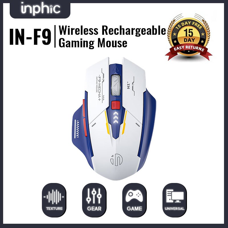 Inphic F9 2 4g Wireless Gaming Mouse Rechargeable Sci Fi Mecha Style Noiseless Clicks Mouse