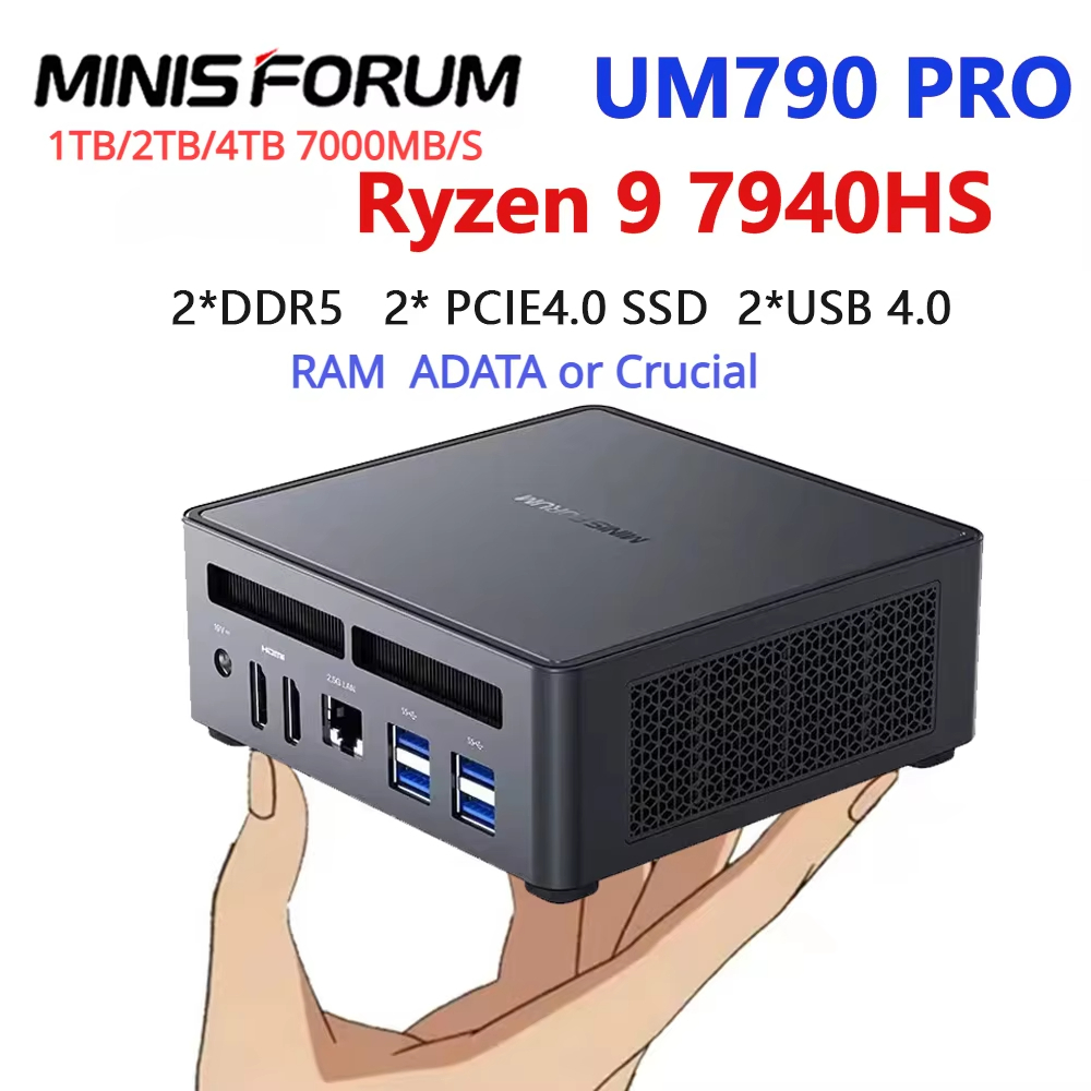 MINISFORUM Mini PC UM790Pro/UM780Pro AMD R9-7940HS/R7-7840HS Window 11 ...