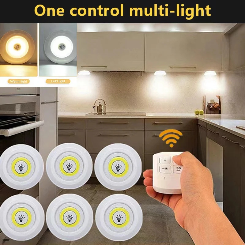 3/6PCS/set Super Bright Wireless Remote Control LED Light Adjustable ...