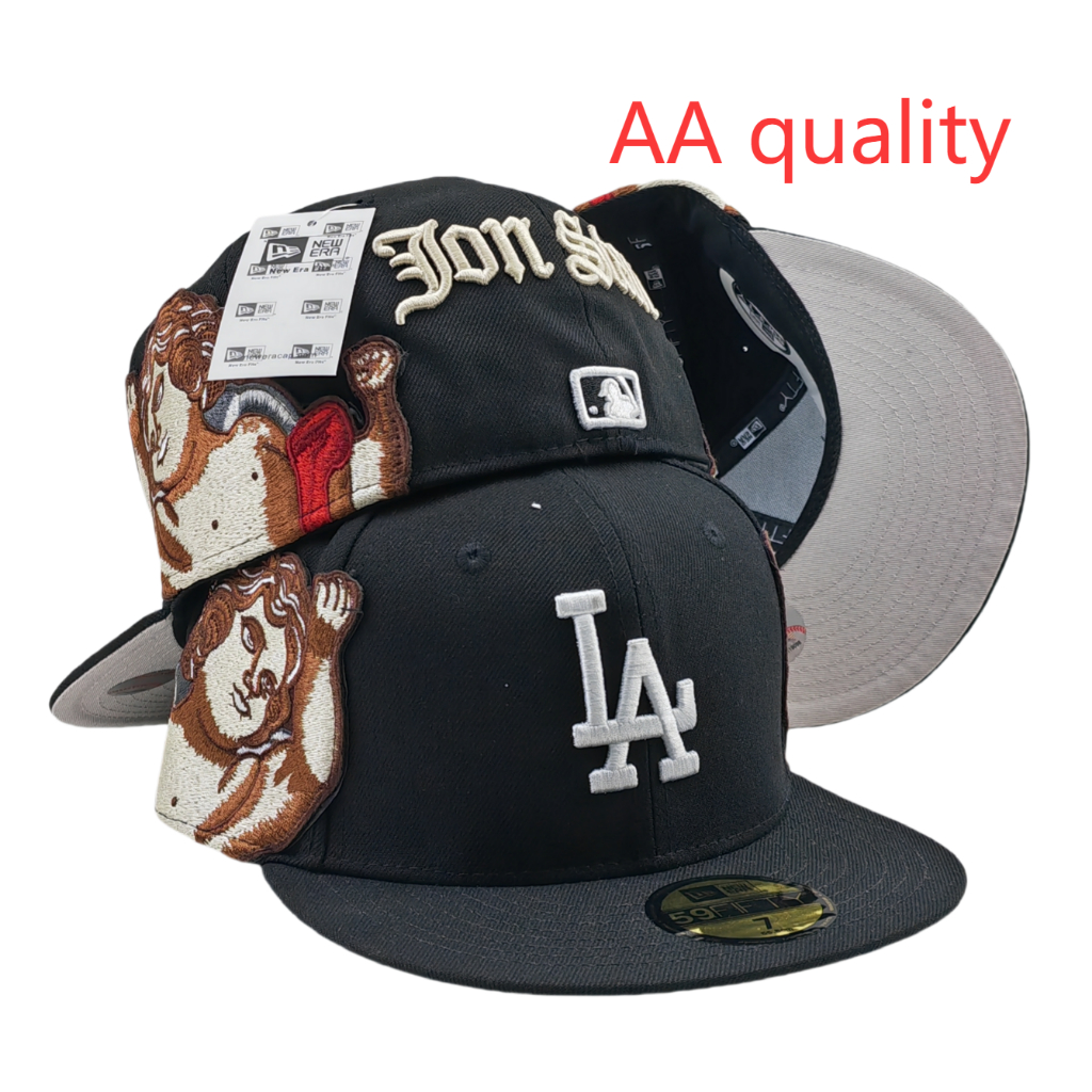 MLB Los Angeles Dodgers Basics All BlACK Fitted Hat Pure Black Fully ...