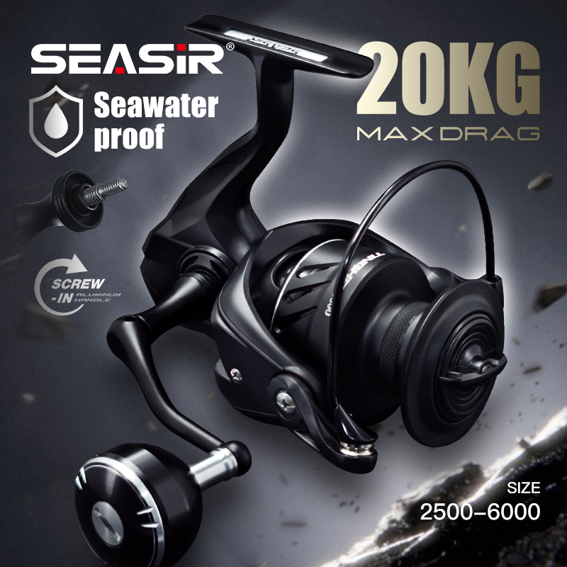 SEASIR TINGHE Spinning Reel 5+1BB 2500-6000 Series Max Drag 20KG 5.2:1 ...