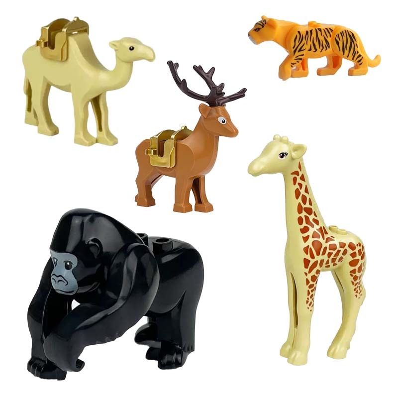 Animal Building Blocks Model Tiger Chimpanzees Giraffes Elks Reindeer ...