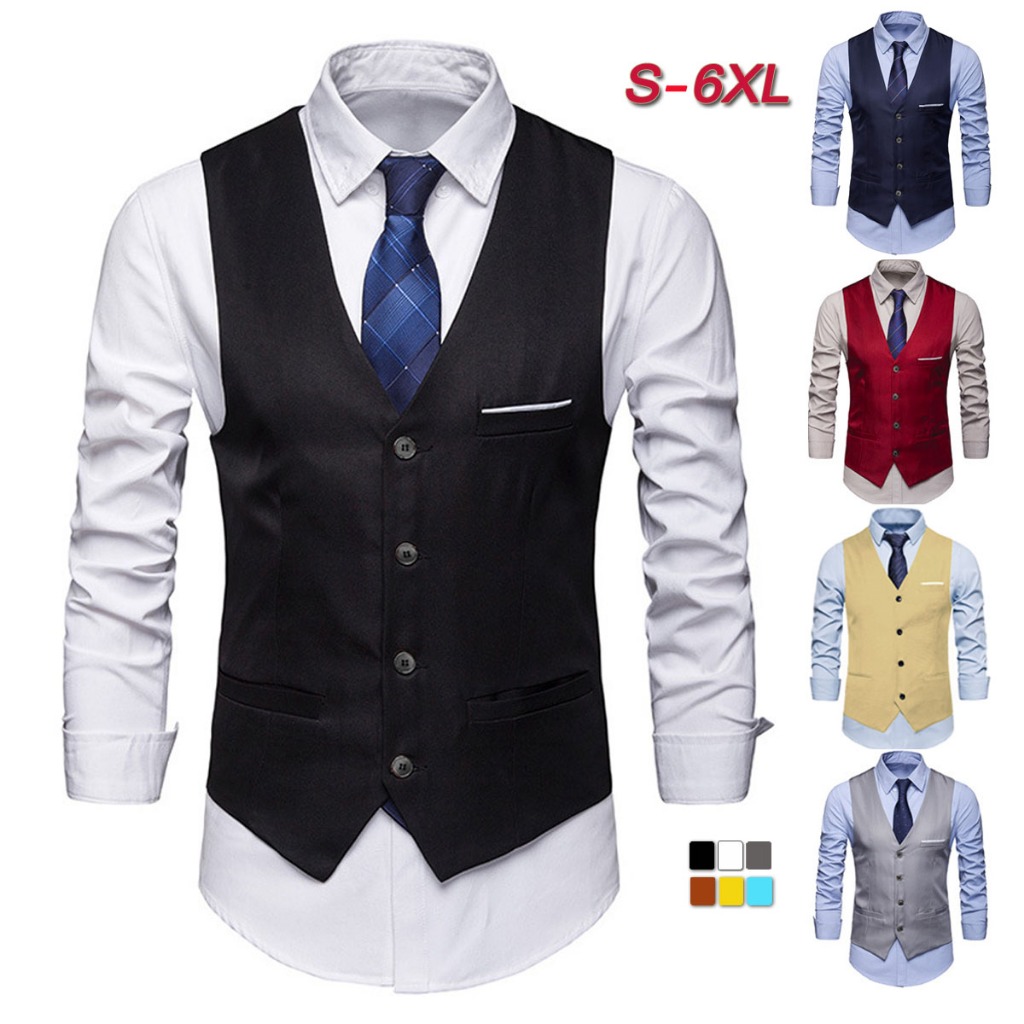 【Local Delivery】Men's Waistcoat Suit Vest for Men Formal Wedding Tuxedo ...