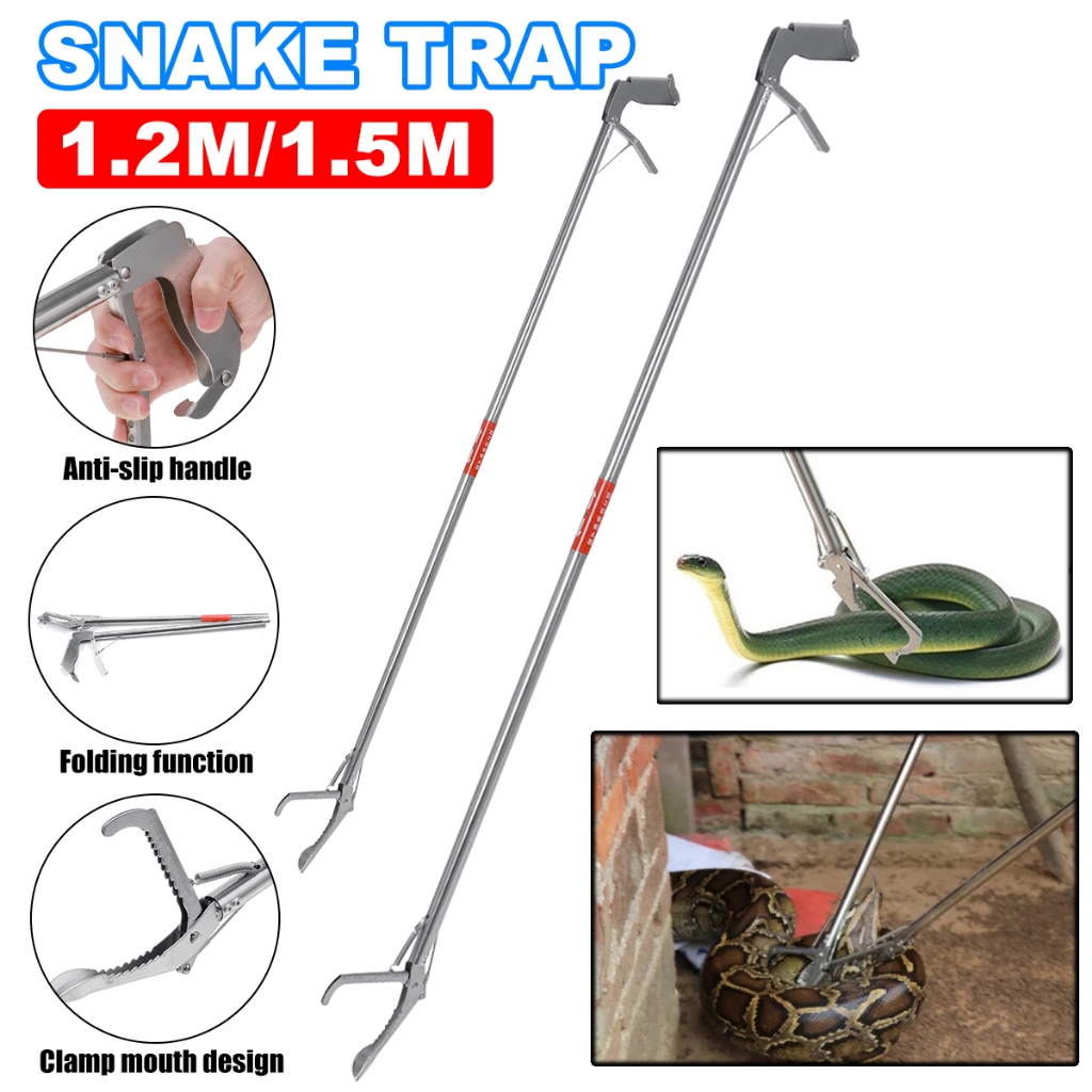 120cm Stainless Steel Snake Tongs Clamp Snake Stick Foldable Snake ...
