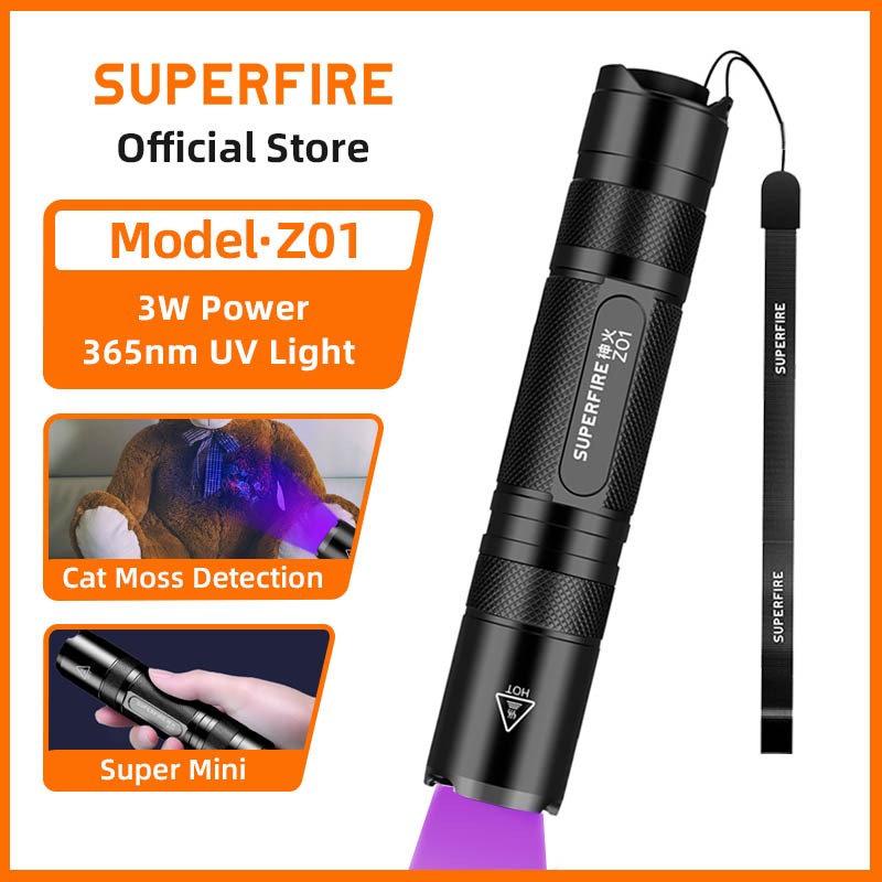SUPERFIRE Z01 3W 365nm UV Flashlight EDC Torch Mini Lantern Ultra ...