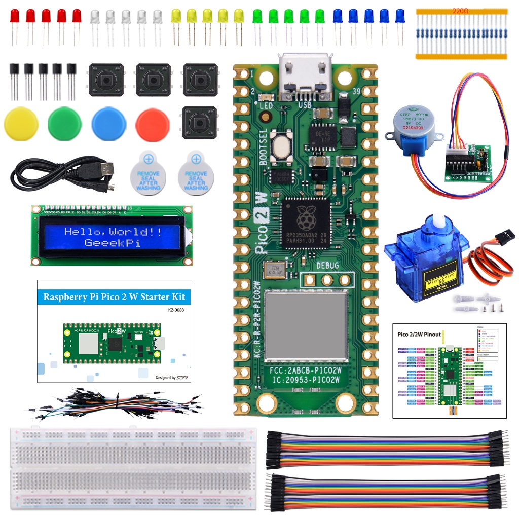 52Pi Raspberry Pi Pico 2 WH Starter Kit Programming Experiment Breadboard | Shopee Philippines