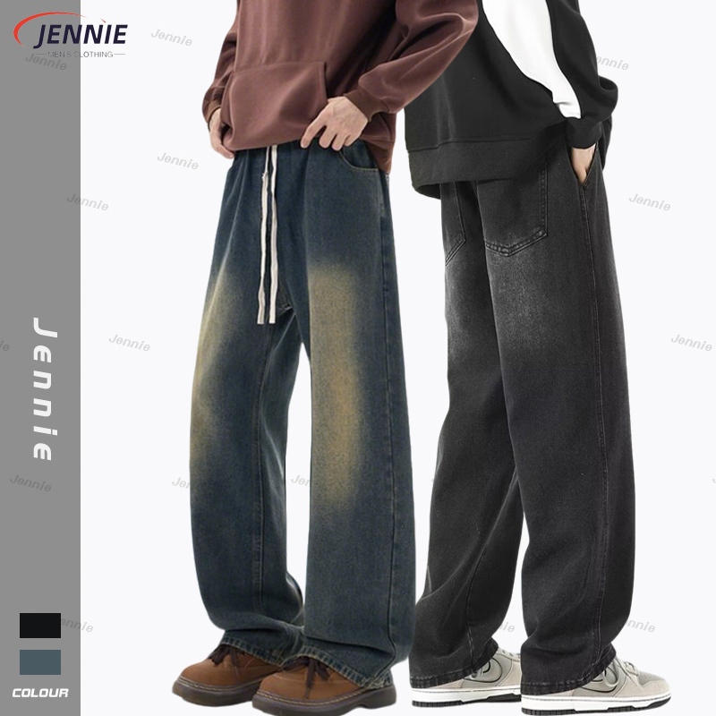Jeans for men pants for men retro gradient blue/black korean style ...
