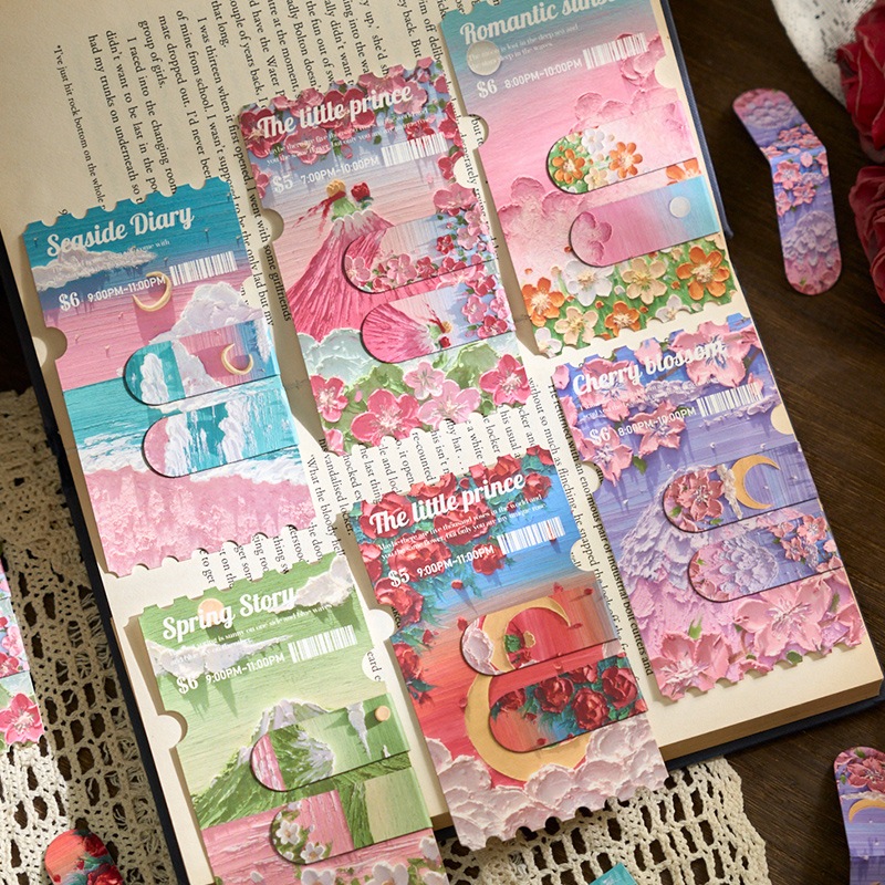2pcs/set Kawaii Flowers Magnetic Bookmarks Floral Magnet Bookmark with ...