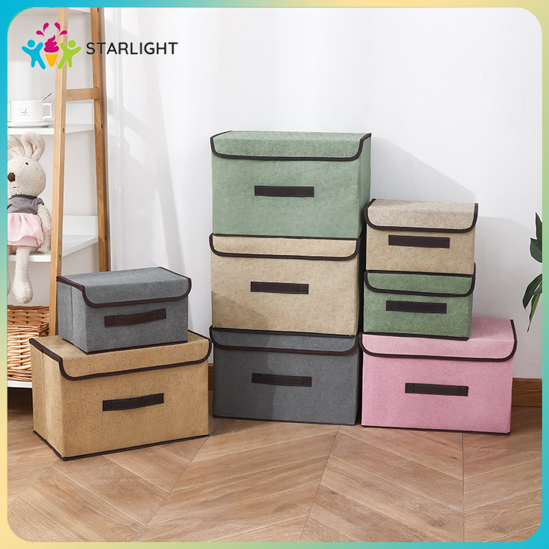 STARLIGHT 2in1 Plain Color Foldable Storage Box Organizer With Cover ...