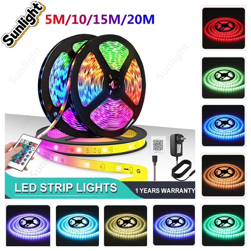 LED 20M 15M 10M 5M RGB Christmas Lights Strip Light With Remote 2835/ ...