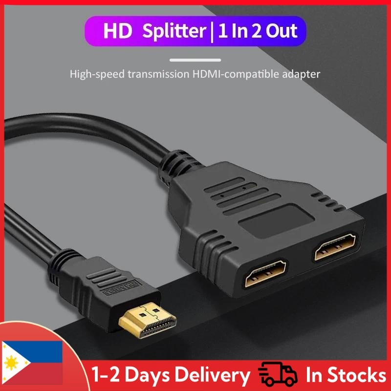 [Local Stock] HDMI Splitter Adapter Cable1 male To Tourist 2 Female ...