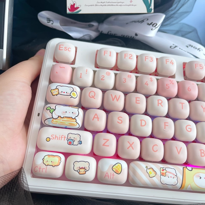 【Keycap Only】Bread Bear KeyCap 140 Keys MOG Profile Round Cute PBT ...