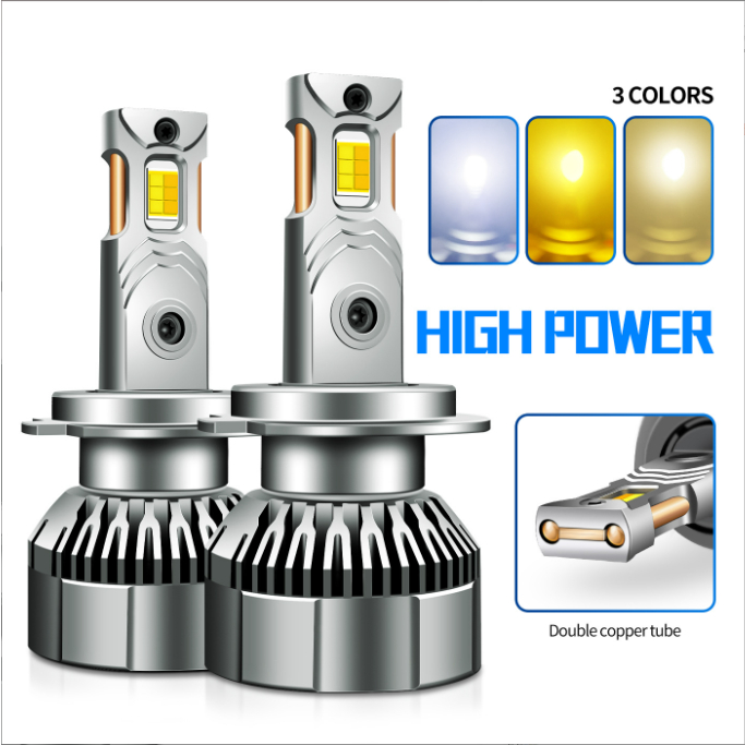 1 Pair(=2Pcs) 3 Colors LED Car Headlight 110W 10000LM Auto LED H4 H1 H7 ...