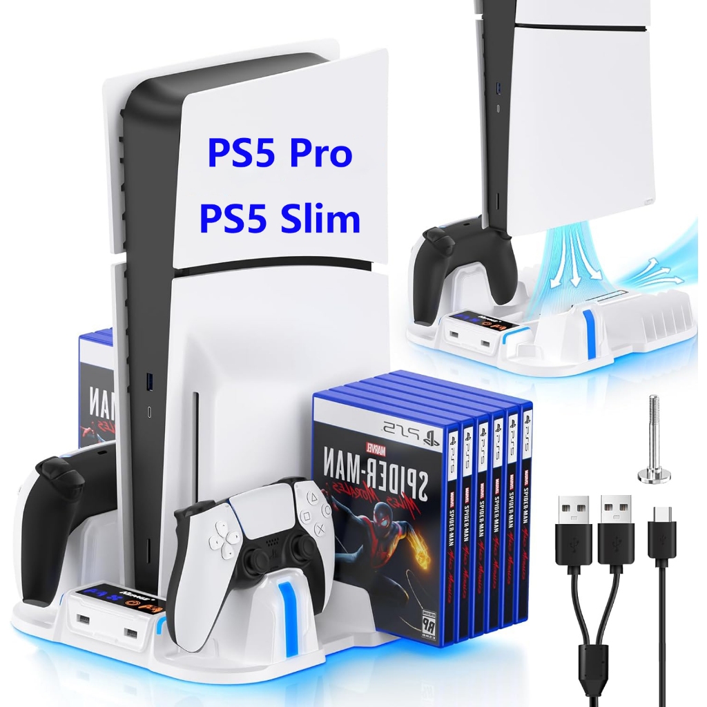 Multifunctional Charging Stand with Disc Rack for PS5 Pro/PS5 Slim ...