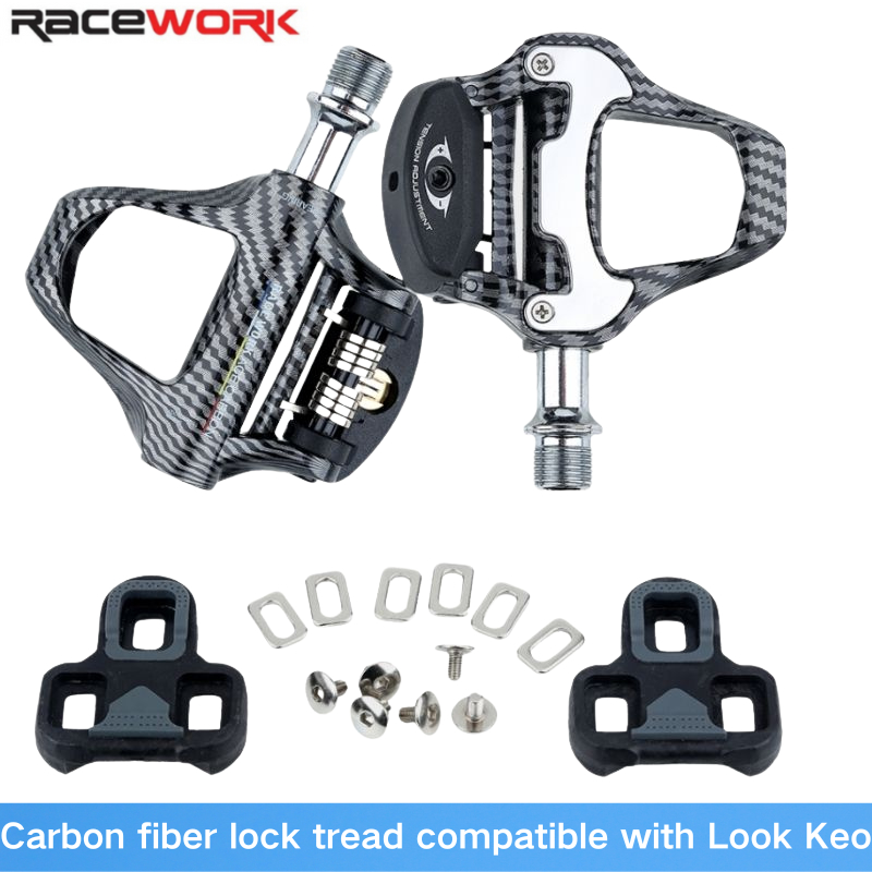 RACEWORK carbon fiber road bike pedals look keo and SPD system ultra ...