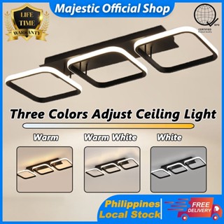 LED Ceiling Light 3 Square Tri-color Energy-saving Chandelier Nordic ...