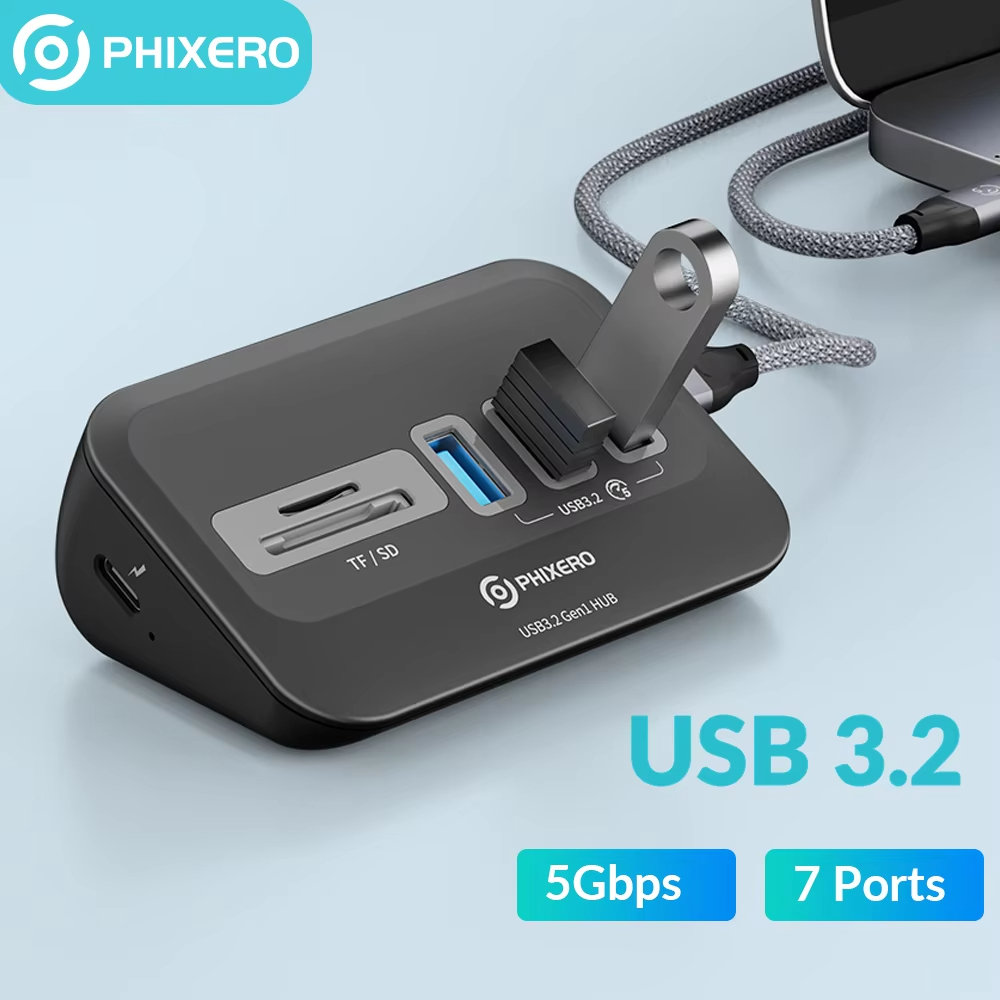 PHIXERO USB 3.2 Docking Station Hub Type C Splitter Adapter Multi Ports ...