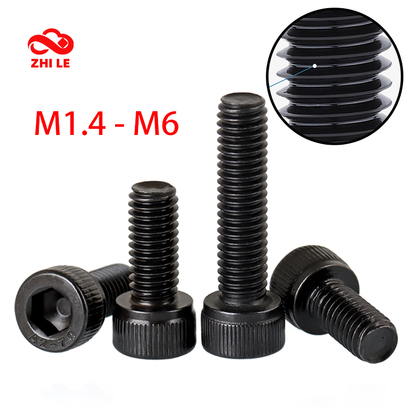 M1.4 M1.6 M2 M2.5 M3 M4 M5 M6 Socket Hexagon Cap Head Bolts Black 304 ...