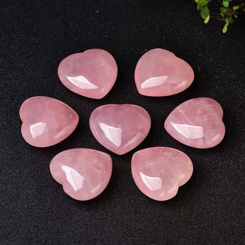 Natural powder-crystal raw stone polished carved large heart love rose ...