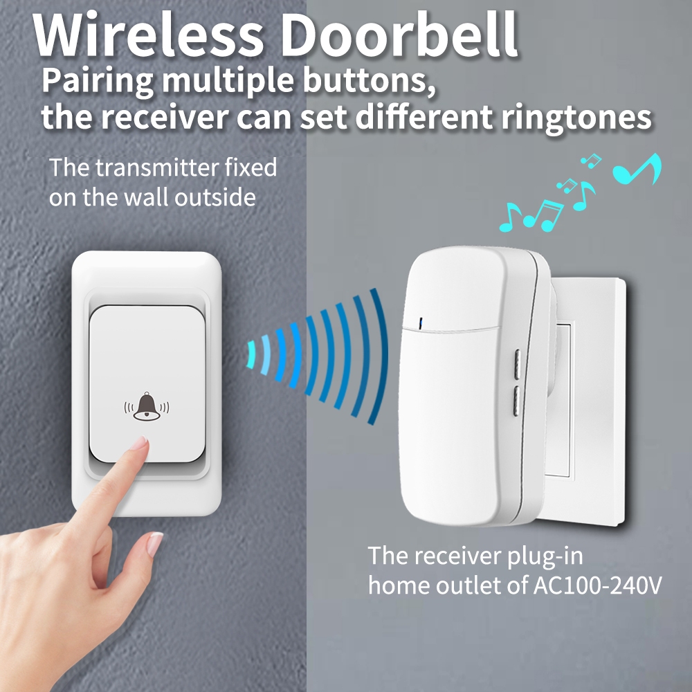 Door bell Wireless Doorbell residential doorbell 300M range 38 chime US ...