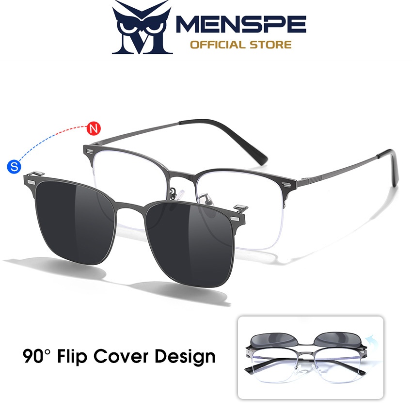MENSPE Men Polarized Sunglasses Upgraded 90° Flip Cover 2 In 1 Magnetic ...