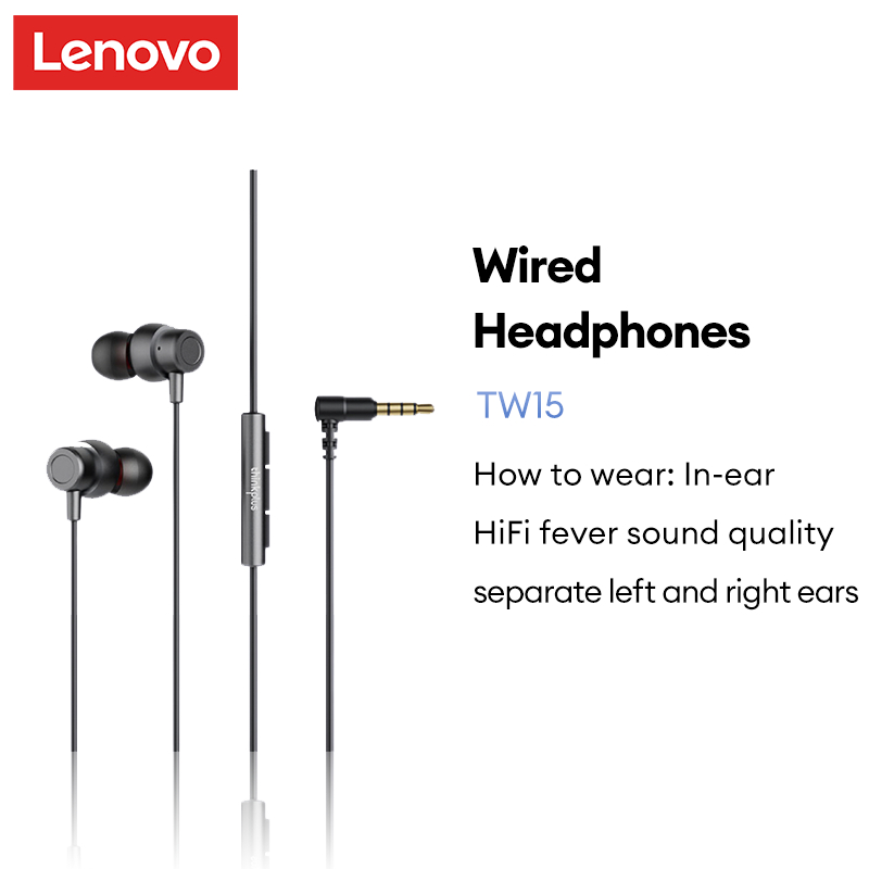 Lenovo TW15 PRO Wired Headphones In-ear Headphones L-plug 360 ...