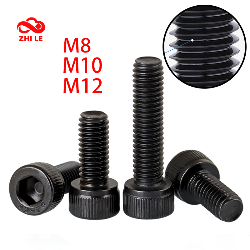 M8 M10 M12 Socket Hexagon Cap Head Bolts Black 304 Stainless Steel Computer Screws Set Hex Metal ...