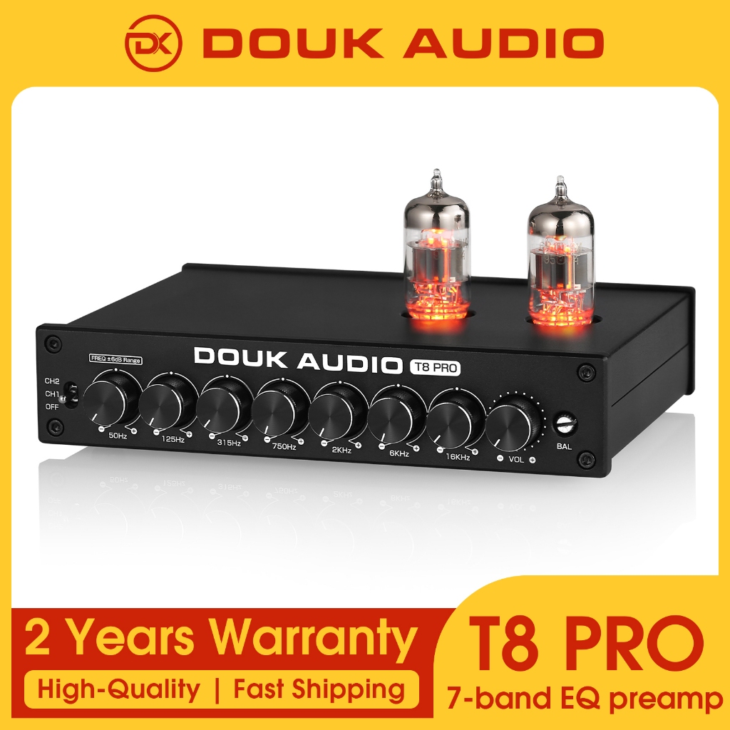 Douk Audio T8PRO HiFi 7-band Vacuum Tube EQ Preamp Equalizer Balanced ...