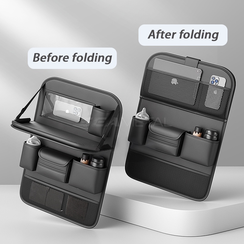 Car Seat Organizer - Foldable Table & Waterproof Storage | Fits All ...