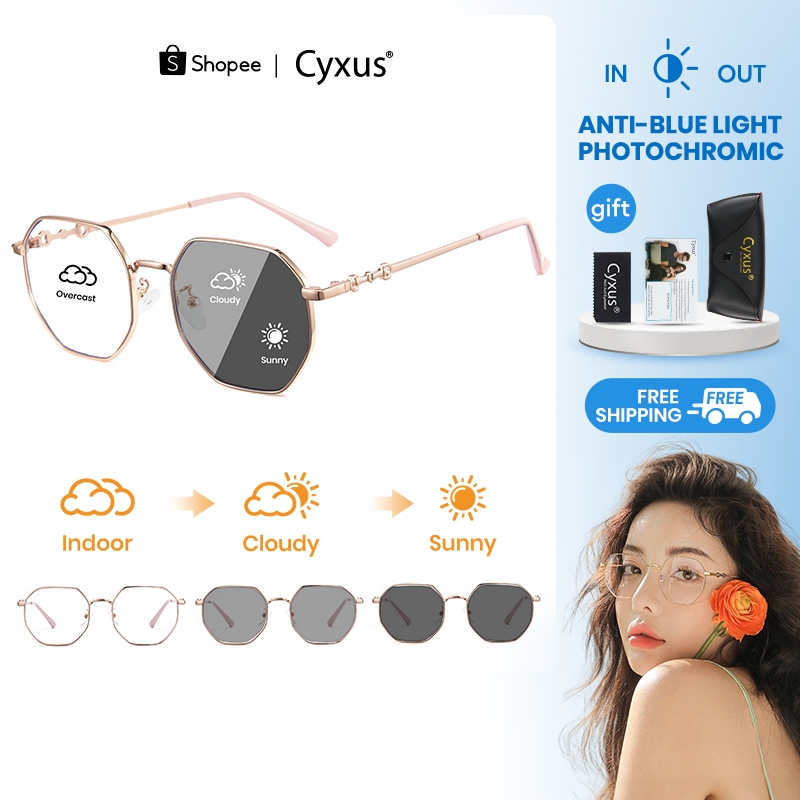 Cyxus Anti Rad Blue Light Photochromic Glasses Summer for Women Anti ...