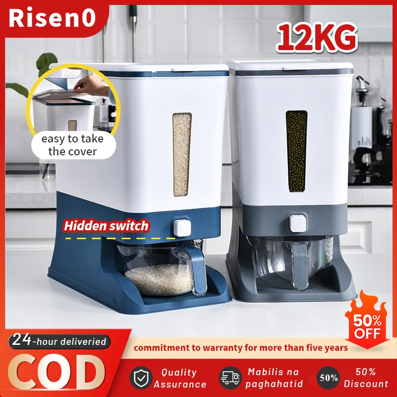 12kg Rice Dispenser Rice Storage Food Organizer Container Whole Grains ...