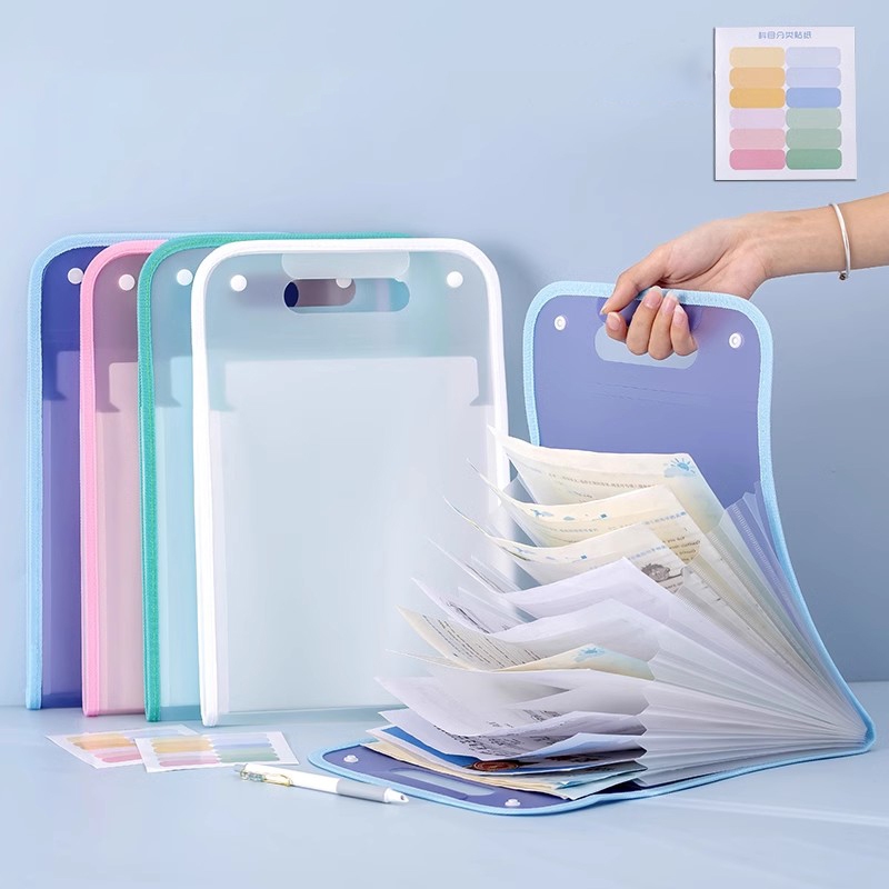 13 Pockets Expanding Document Bag Large A4 File Folder with Button File ...