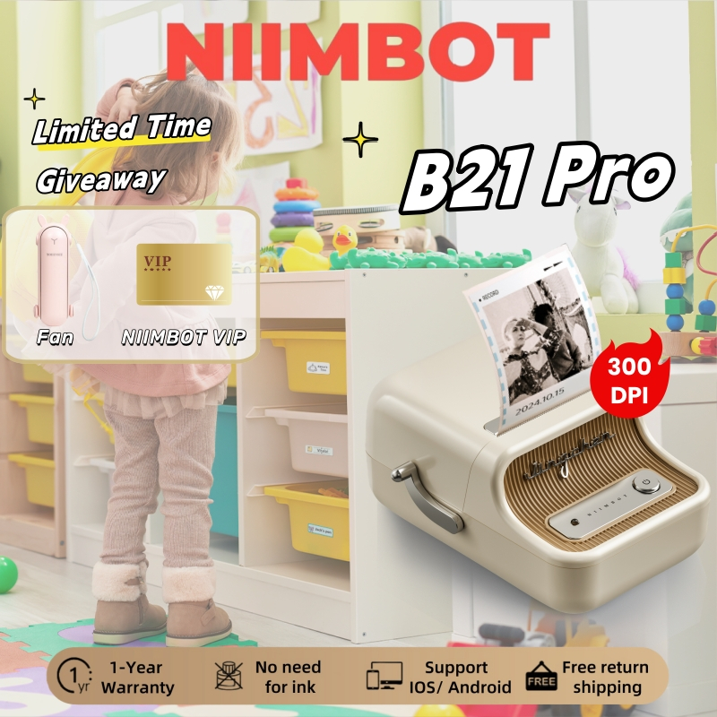 B21PRO 300dpi New NiiMbot B21 Mini Thermal Printer Photo printing Wireless Barcode Label Maker ...